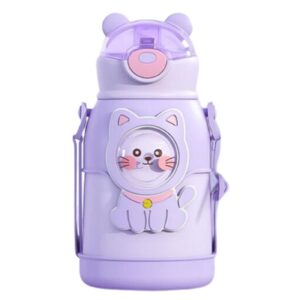 ztgd cute insulated water bottle 500ml for kid&lady,kawaii thermos cup with straw,hanging rope&cute pattern,stainless steel coffee vacuum thermos bottle keep drinks hot or cold for travel,school,offi