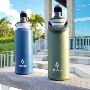 Water Bottle Thermos, 34 oz Flip Top Leakproof Lid, Ozizo Insulated Stainless Steel Water Bottle