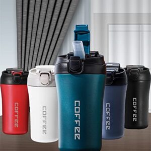 Beeiee Travel Mug with Flip Lid 15oz/450ml Coffee Cup Tumbler Thermos Insulated Coffee Travel Mug,Double Wall Vacuum,304 Stainless Steel