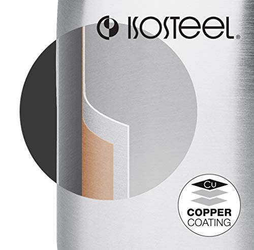 Isosteel VA-9901D 1.0 litre, Double Walled Duo-Vacuum Flask, 2 Stainless Steel/Plastic Screw-on Mugs, Food Grade 18/8 Stainless Steel