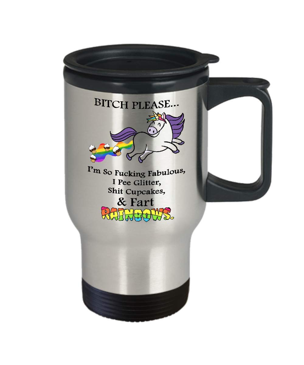 Unicorn Bitch Please I’m So Fcking Fabulous I Pee Glitter Travel Mug - Gift For Unicorn Lover - Rainbow Unicorn Mug