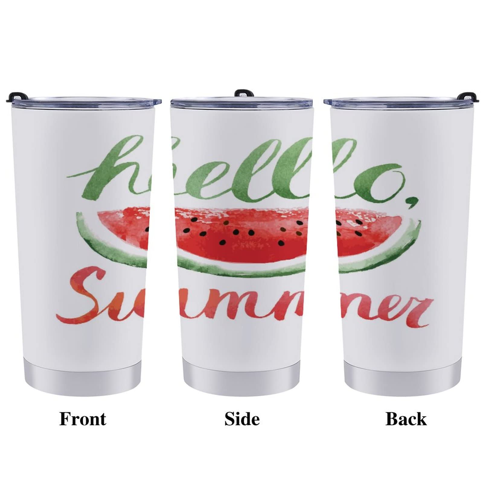 GemGam Cute Watermelon Watercolor Insulated Tumbler with Lid Stainless Steel Travel Mug 20oz Coffee Mug Spill Proof Hello Summer Double Wall Vacuum Insulated Water Bottle