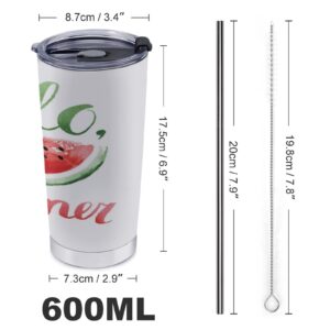 GemGam Cute Watermelon Watercolor Insulated Tumbler with Lid Stainless Steel Travel Mug 20oz Coffee Mug Spill Proof Hello Summer Double Wall Vacuum Insulated Water Bottle