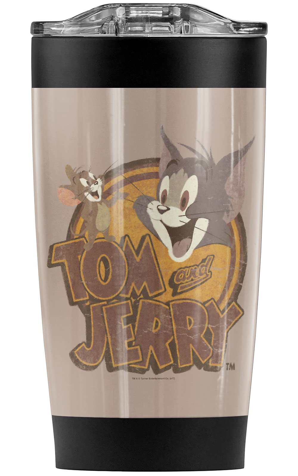 Logovision Tom and Jerry Water Damaged Stainless Steel Tumbler 20 oz Coffee Travel Mug/Cup, Vacuum Insulated & Double Wall with Leakproof Sliding Lid | Great for Hot Drinks and Cold Beverages