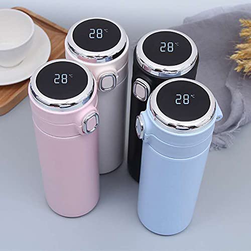 Smart Insulated Water Thermos Bottles - Portable Water Bottles Real-time Temperature Display Travel Coffee Mug With Leak-proof Button Thermos Water Bottle