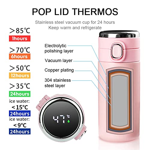 Smart Insulated Water Thermos Bottles - Portable Water Bottles Real-time Temperature Display Travel Coffee Mug With Leak-proof Button Thermos Water Bottle