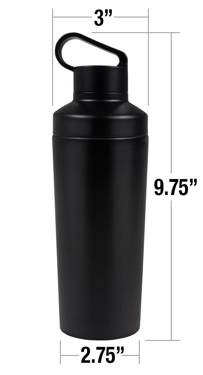 Superman OFFICIAL Superman New 52 Shield Logo Pattern 18 oz Insulated Water Bottle, Leak Resistant, Vacuum Insulated Stainless Steel with 2-in-1 Loop Cap