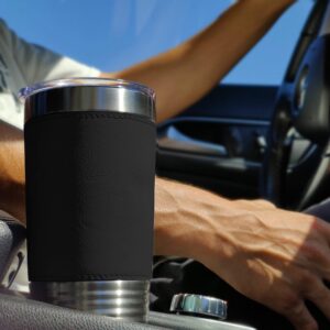 LaserGram 20oz Vacuum Insulated Tumbler Mug, Paramedic, Personalized Engraving Included (Faux Leather, Black)