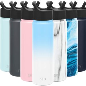 Simple Modern 22 oz Summit Water Bottle with Straw Lid - Gifts for Hydro Vacuum Insulated Tumbler Flask Double Wall Liter - 18/8 Stainless Steel Ombre: Santorini Breeze