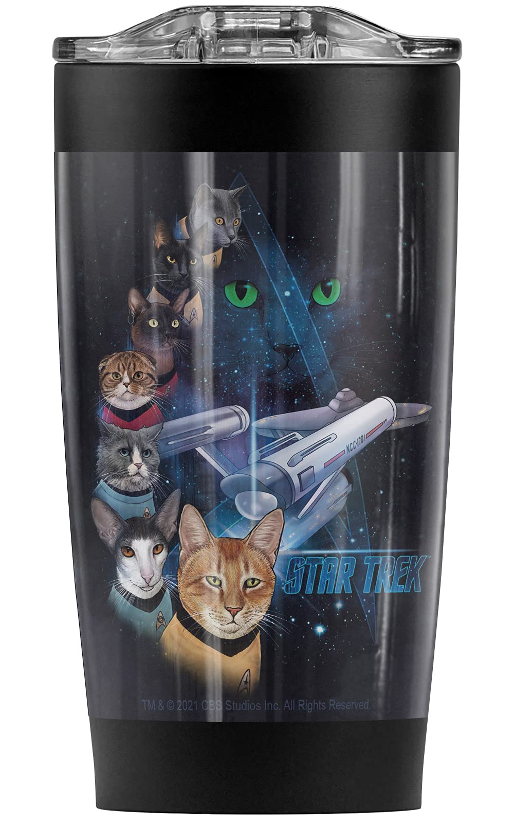 LOGOVISION Star Trek Cat Fleet Stainless Steel Tumbler 20 oz Coffee Travel Mug/Cup, Vacuum Insulated & Double Wall with Leakproof Sliding Lid | Great for Hot Drinks and Cold Beverages