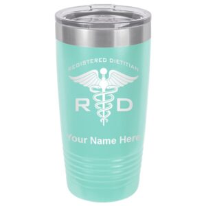 lasergram 20oz vacuum insulated tumbler mug, rd registered dietitian, personalized engraving included (teal)