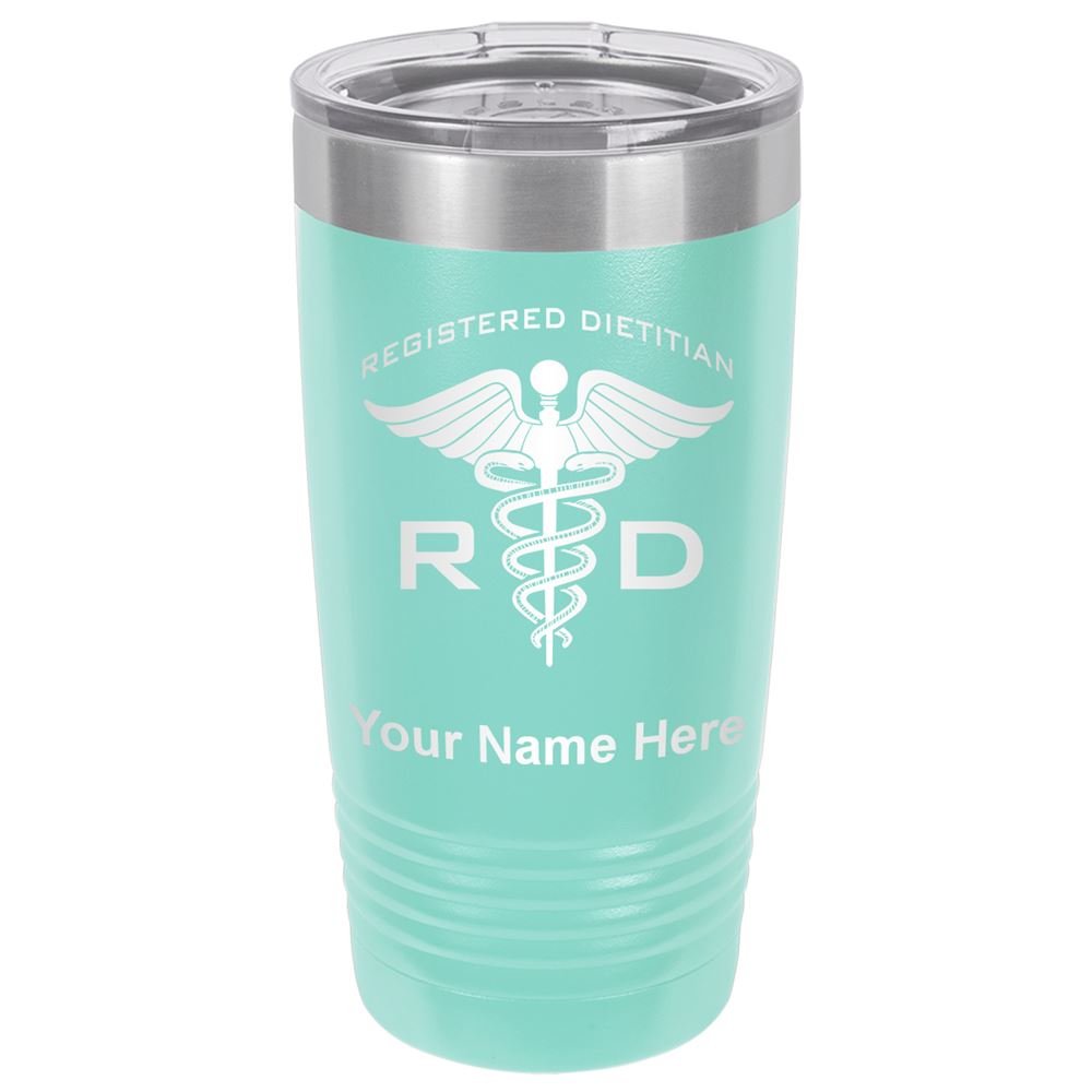 LaserGram 20oz Vacuum Insulated Tumbler Mug, RD Registered Dietitian, Personalized Engraving Included (Teal)