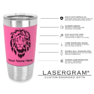 20oz Vacuum Insulated Tumbler Mug, Lacrosse Player Woman, Personalized Engraving Included (Silicone Grip, Pink)