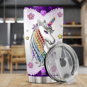 CUBICER Personalized Coffee Tumbler Unicorn Jewelry Style Custom Name Valentines Gifts For Girls Women Cute Insulated Cup Travel Mug With Lid Stainless Steel Tumblers Hot And Cold