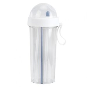 mavis laven 600ml plastic water bottle, innovative dual use water bottle straw water cup for home outdoor camping sport (white)