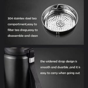 WAASS Insulated Water Bottle - Hot and Cold Travel Flask with leakproof Lid - Perfect for Hot Coffee & Tea (Black)