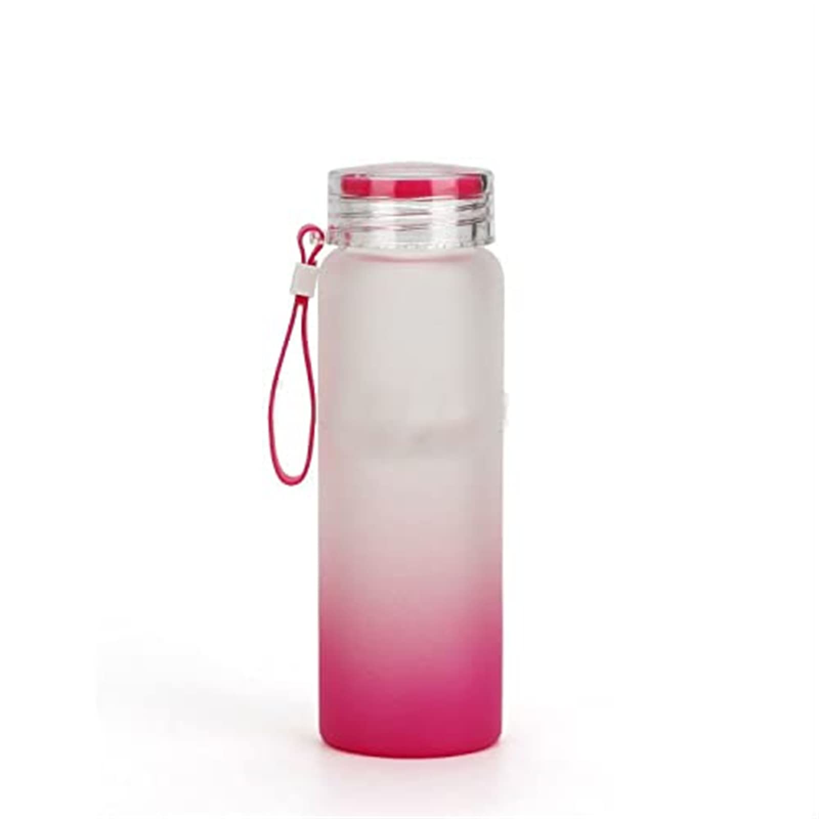 DuJingRui Sport Water Bottle 500ML Outdoor Travel Leakproof Drinkware Sublimation Blank Gradient Frosted Glass Drink Bottle,Outdoor Travel Kettle (Capacity : 0.5L, Color : Rose red),Rose red