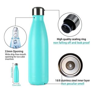 Aurbhosa 17oz Insulated Water Bottle Stainless Steel Water Bottle Double Walled Metal Sports Water Bottle Vacuum Cola Shape Thermos 24 Hours Cold 12 Hours Hot Leak-Proof Sports Flask, Light Blue