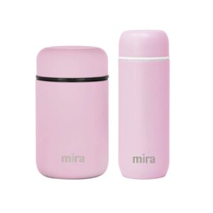 mira kids lunch bundle with 7oz insulated bullet flask (taffy pink) and 13.5oz insulated food jar (rose pink)