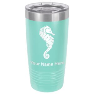 lasergram 20oz vacuum insulated tumbler mug, seahorse, personalized engraving included (teal)