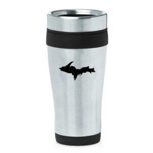 16oz insulated stainless steel travel mug upper peninsula michigan (black)