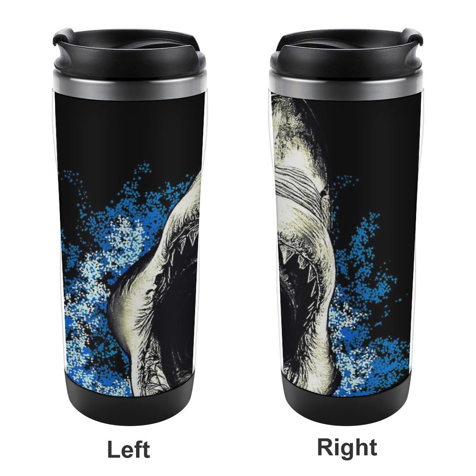 Evil Shark Teeth Travel Coffee Mugs with Lid Insulated Cups Stainless Steel Double Wall Water Bottle