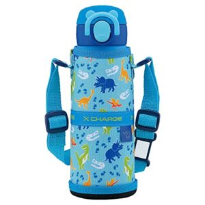 zojirushi sm-ua48-aj water bottle, kids, one-touch stainless steel mug, seamless, 1.6 fl oz (0.48 l), dinosaur blue