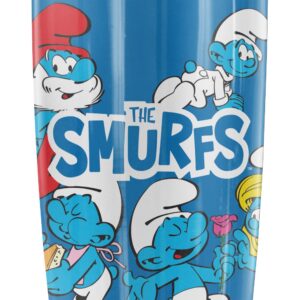 Logovision The Smurfs Smurf Group Collage Stainless Steel 20 oz Travel Tumbler, Vacuum Insulated & Double Wall with Leakproof Sliding Lid Beverages