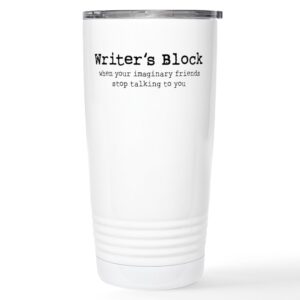 cafepress writer's block stainless steel travel mug stainless steel travel mug, insulated 20 oz. coffee tumbler