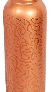 INDTRESOR Pure Copper Water Bottle - Handcrafted - Ayurveda health benefits - Large 35 oz - Leak proof - Easy to carry for Sports, Fitness, Yoga, School -Glade Pattern Natural Copper Finish