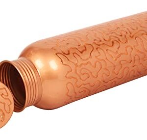 INDTRESOR Pure Copper Water Bottle - Handcrafted - Ayurveda health benefits - Large 35 oz - Leak proof - Easy to carry for Sports, Fitness, Yoga, School -Glade Pattern Natural Copper Finish