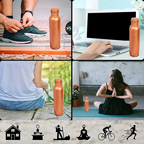 INDTRESOR Pure Copper Water Bottle - Handcrafted - Ayurveda health benefits - Large 35 oz - Leak proof - Easy to carry for Sports, Fitness, Yoga, School -Glade Pattern Natural Copper Finish