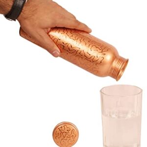 INDTRESOR Pure Copper Water Bottle - Handcrafted - Ayurveda health benefits - Large 35 oz - Leak proof - Easy to carry for Sports, Fitness, Yoga, School -Glade Pattern Natural Copper Finish