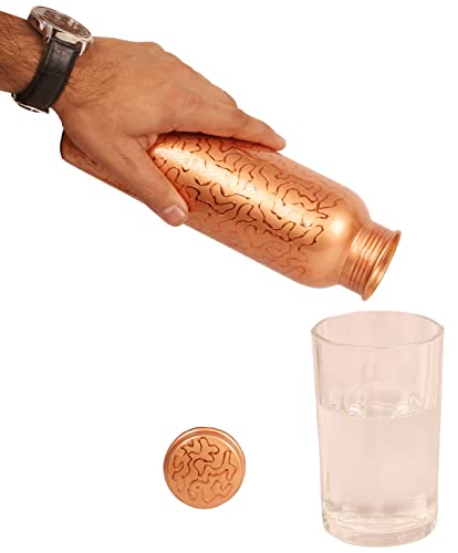 INDTRESOR Pure Copper Water Bottle - Handcrafted - Ayurveda health benefits - Large 35 oz - Leak proof - Easy to carry for Sports, Fitness, Yoga, School -Glade Pattern Natural Copper Finish