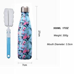 Galaxy Water Bottle, 17oz Stainless Steel Water Bottle, Double Wall Vacuum Insulated Reusable Leakproof BPA Free, 24 Hours Cold and 12 Hours Hot for School, Outdoor With Cleaning Brush, Purple Galaxy