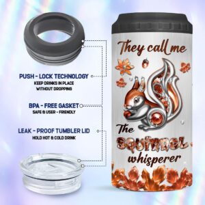 ZOXIX Personalized Can Cooler They Call Me The Squirrel Whisperer Customized Gifts For Women Cute Animal Print Cup Stainless Steel Insulated Can Holder Travel Tumbler 16oz 4-in-1