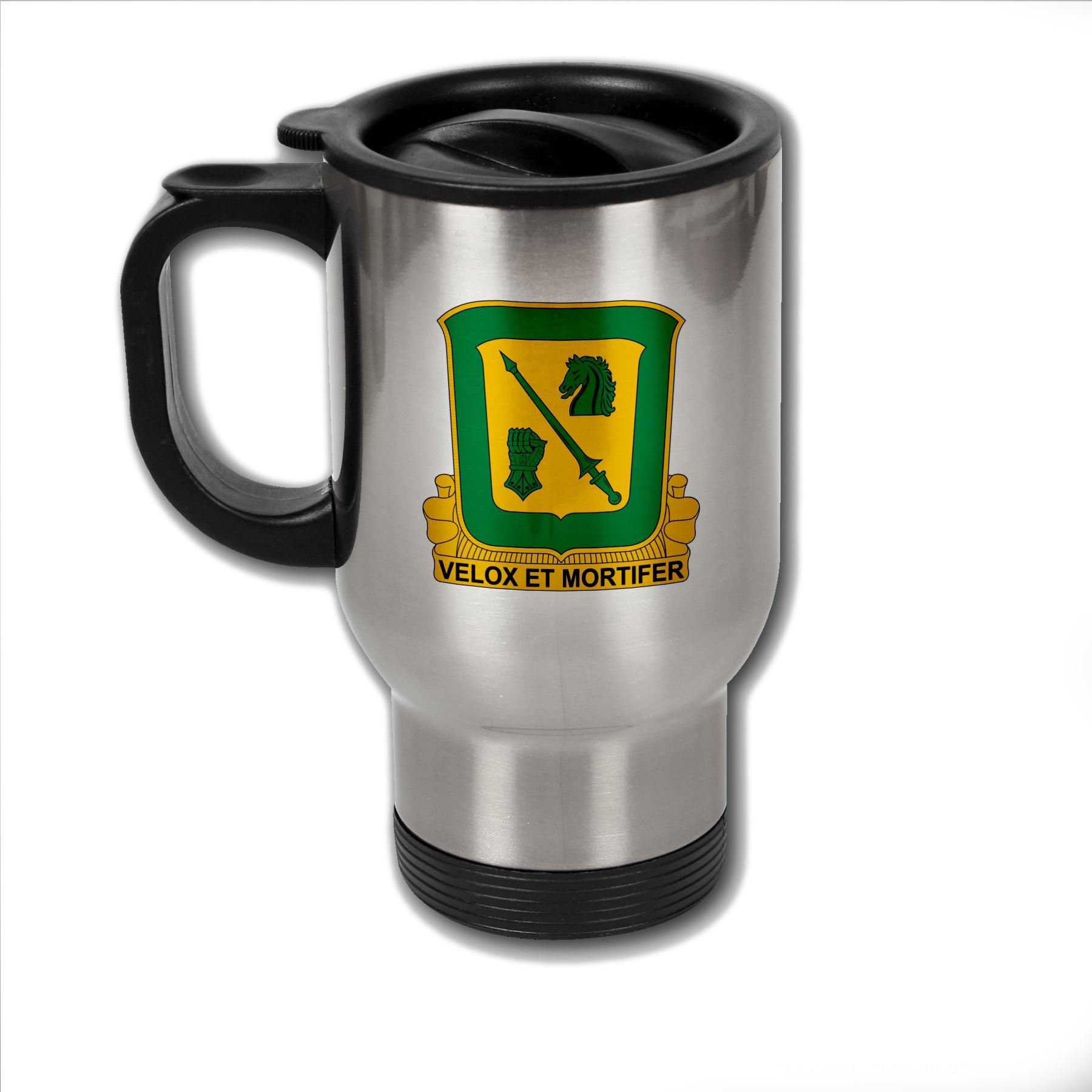 ExpressItBest Stainless Steel Coffee Mug with U.S. Army 18th Cavalry Regiment distinctive insignia