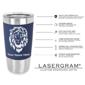 LaserGram 20oz Vacuum Insulated Tumbler Mug, Star of David, Personalized Engraving Included (Silicone Grip, Navy Blue)