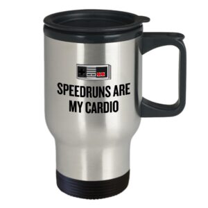 Funny Gaming Travel Mug - Gamer Gift Idea - Video Game Nerd Present - Speedruns Are My Cardio