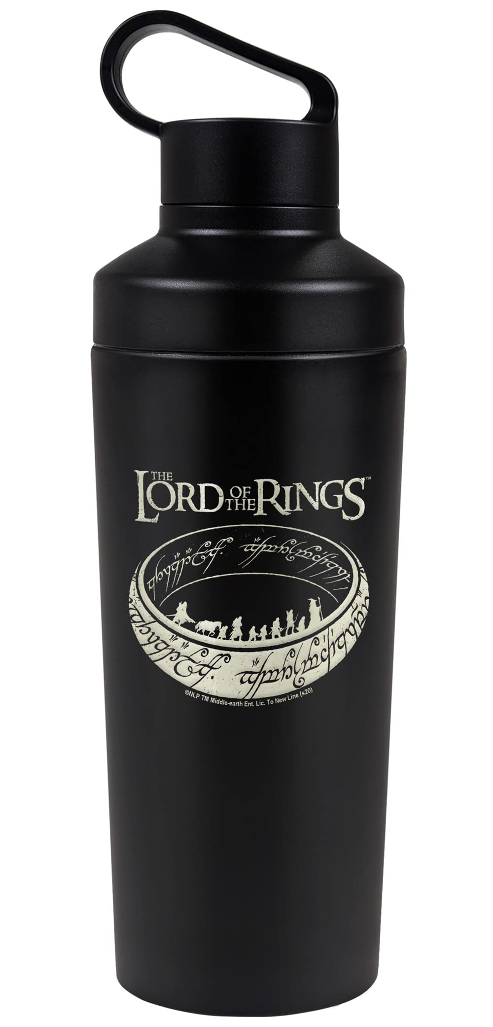 Lord of the Rings OFFICIAL the Journey 18 oz Insulated Water Bottle, Leak Resistant, Vacuum Insulated Stainless Steel with 2-in-1 Loop Cap