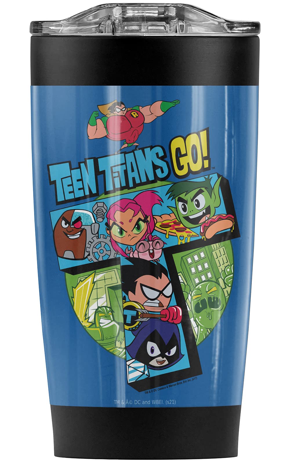 Logovision Teen Titans Go! T Stainless Steel Tumbler 20 oz Coffee Travel Mug/Cup, Vacuum Insulated & Double Wall with Leakproof Sliding Lid | Great for Hot Drinks and Cold Beverages