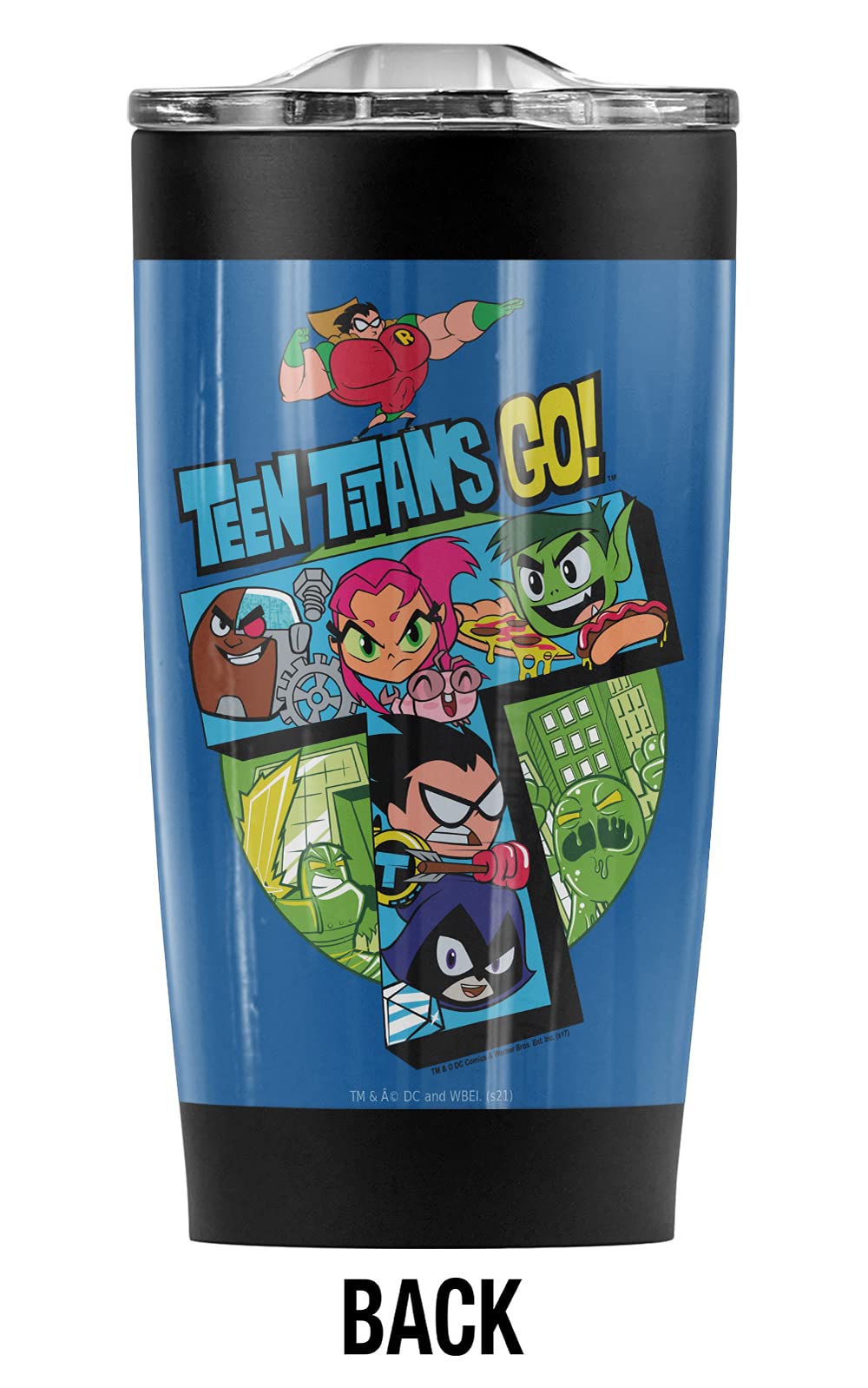 Logovision Teen Titans Go! T Stainless Steel Tumbler 20 oz Coffee Travel Mug/Cup, Vacuum Insulated & Double Wall with Leakproof Sliding Lid | Great for Hot Drinks and Cold Beverages