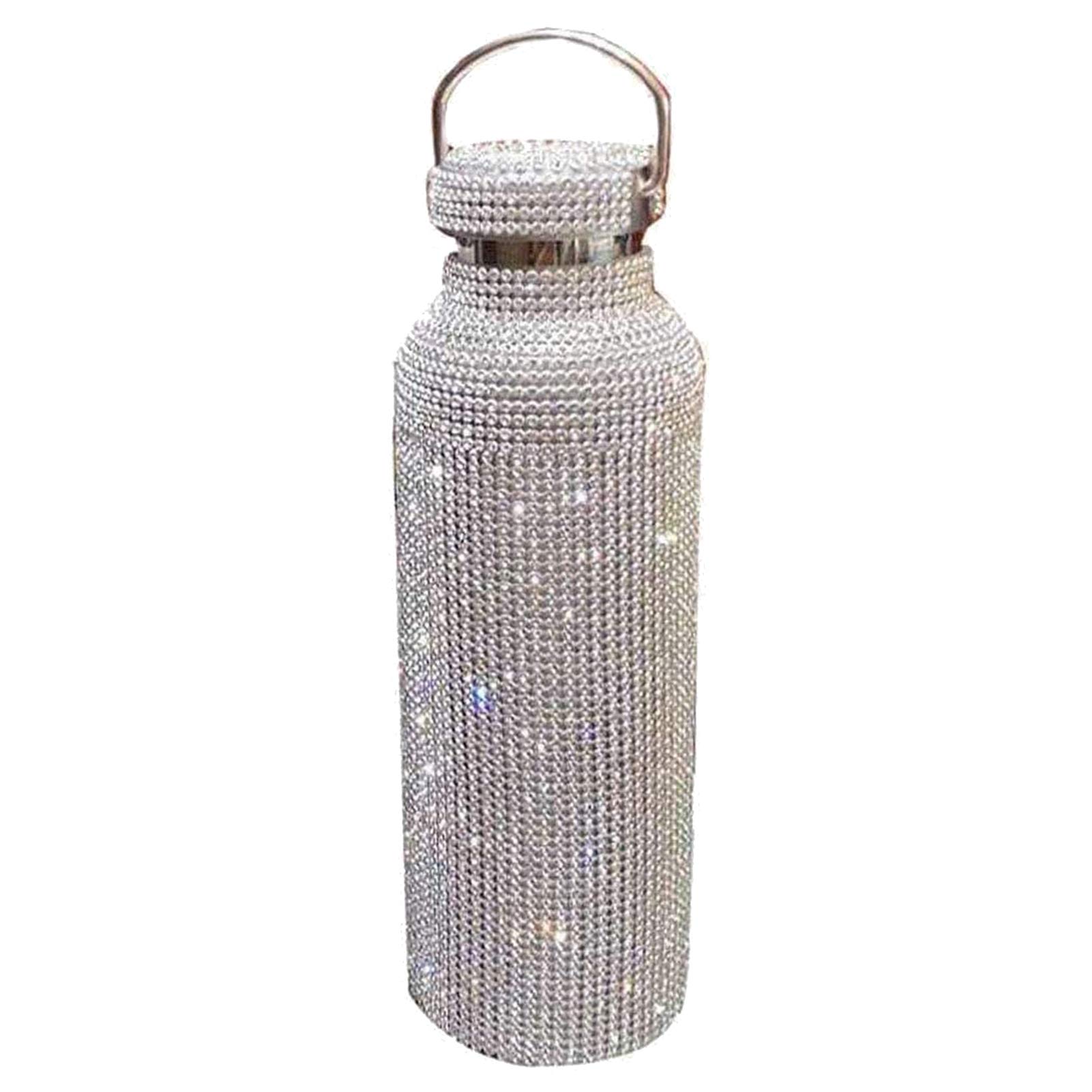 ZTGD Diamond Sparkling Bottle,Insulated Water Bottle 12/17/25oz Sparkling Rhinestone Stainless Steel Thermal Bottle (750ml) Vacuum Cup Flask Bottle Drinking Kettle Silver 500ml