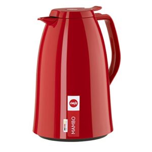 Emsa Mambo High Impact Plastic Thermal Carafe with Glass Liner, 51 oz, Red