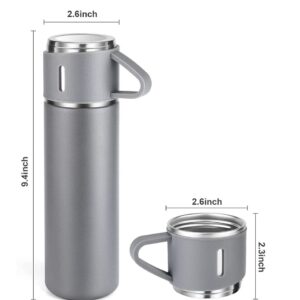 Stainless Steel Thermo + 3 cup, 500ml/16.9oz (Black, Grey and Blue Set)