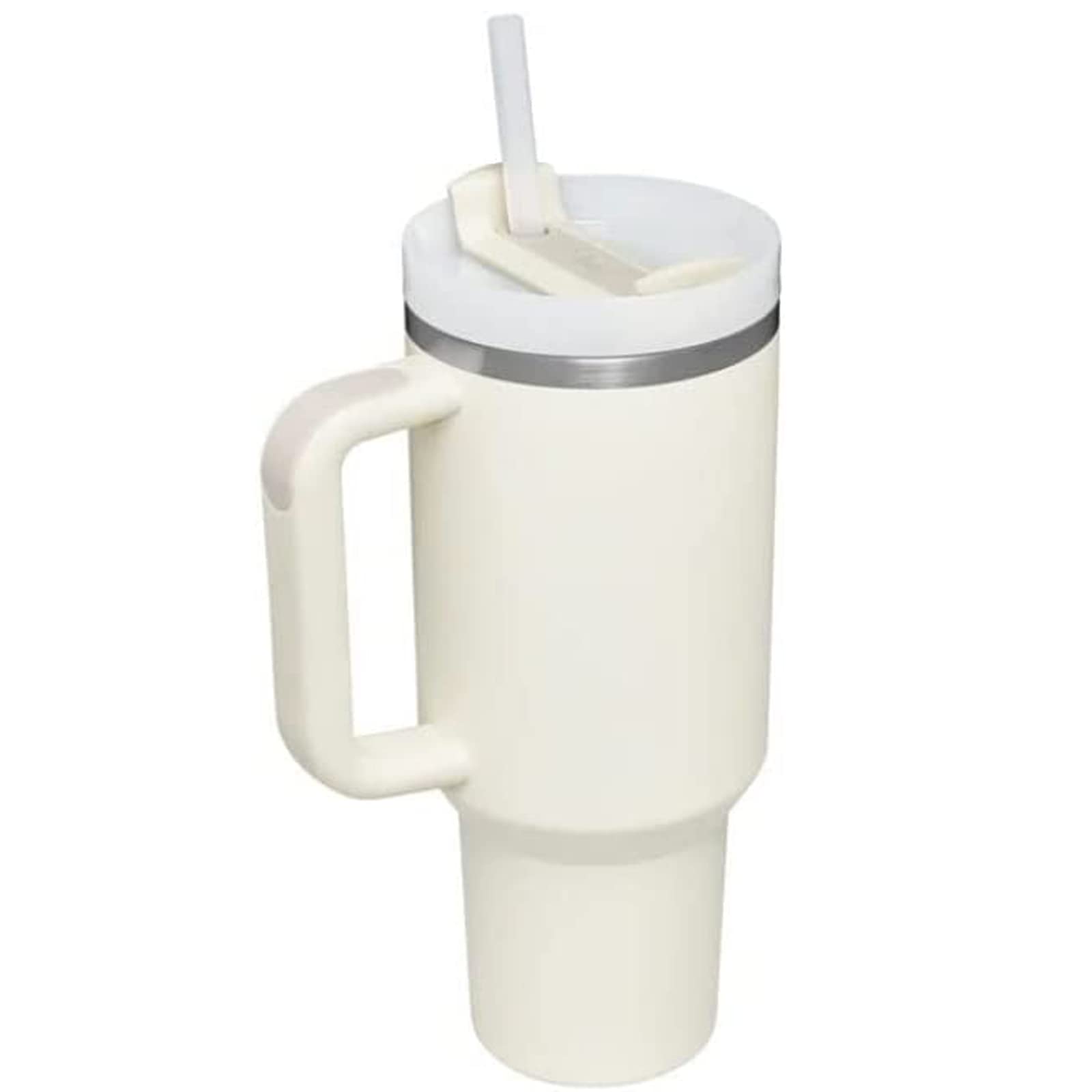 Handle and Straw with lid Car Mug with Outdoor Sports Travel Stainless Steel Sippy Mug Gifts (pale)