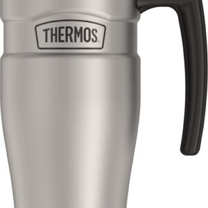 THERMOS Stainless King Vacuum-Insulated Beverage Bottle (40 Ounce) and Travel Mug (16 Ounce), Matte Steel