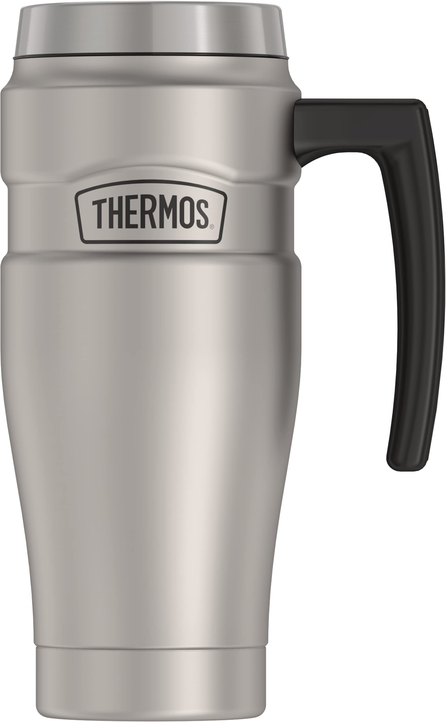 THERMOS Stainless King Vacuum-Insulated Beverage Bottle (40 Ounce) and Travel Mug (16 Ounce), Matte Steel