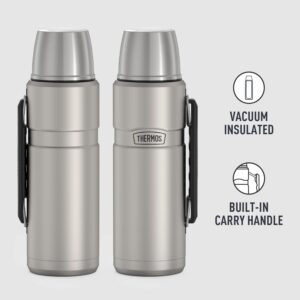 THERMOS Stainless King Vacuum-Insulated Beverage Bottle (40 Ounce) and Travel Mug (16 Ounce), Matte Steel