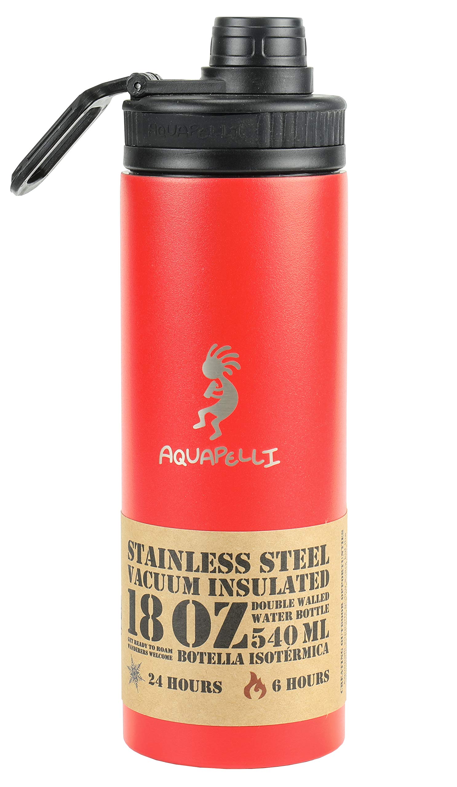 Aquapelli Vacuum Insulated Water Bottle, 18 ounces, Aurora Red